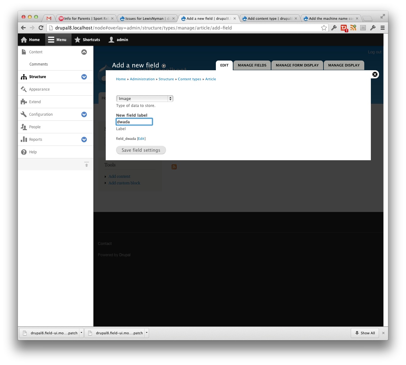 Change field UI so that adding a field is a separate task [#1963340] | Drupal.org